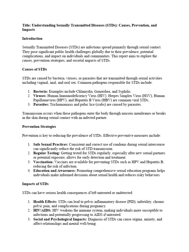 STD Report | PDF | Sexually Transmitted Infection | Medical Specialties