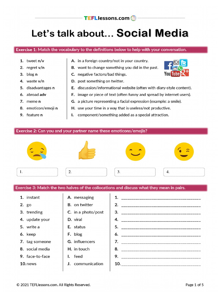 Social Media Vocabulary | PDF