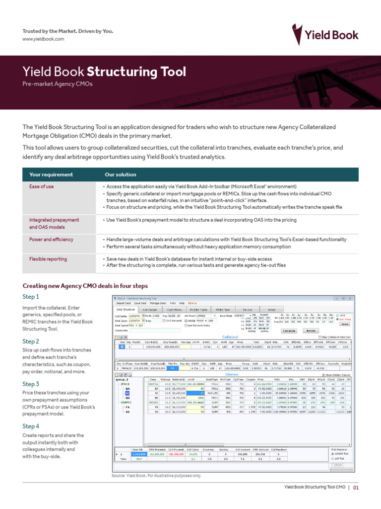 Yield Book Structuring Tool Collateralized Mortgage Obligation Cmo Factsheet | PDF | Private Sector