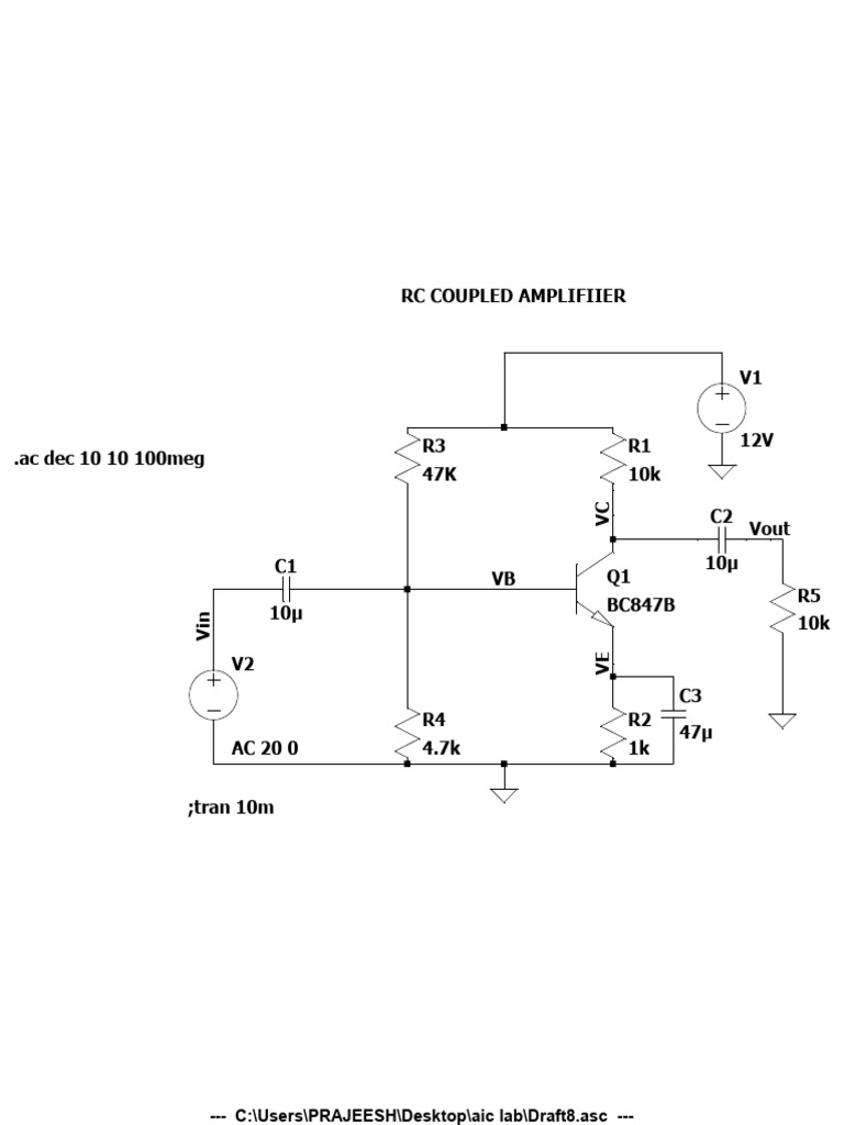 RC Coupled Ampliifer Circuit | PDF