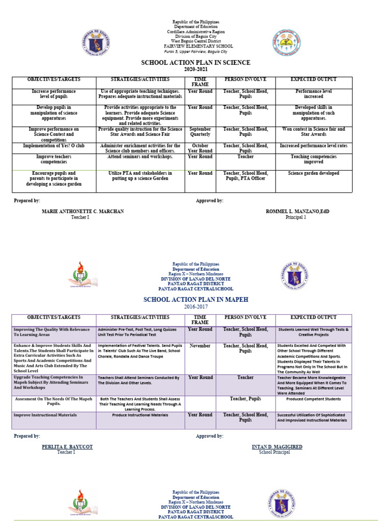 ACTION PLAN SCIENCE | PDF | Teachers | Classroom