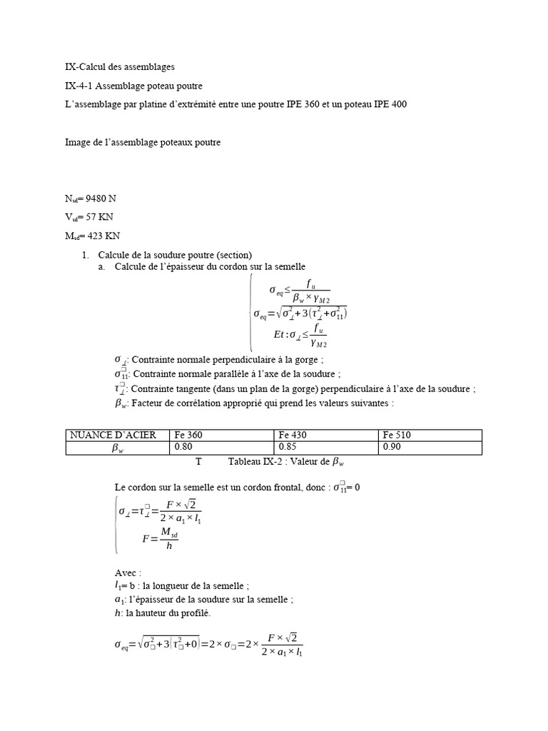 Calcul Des Assemblages Poteaux Poutres 1 | PDF | Contrainte de cisaillement | Ingénierie mécanique