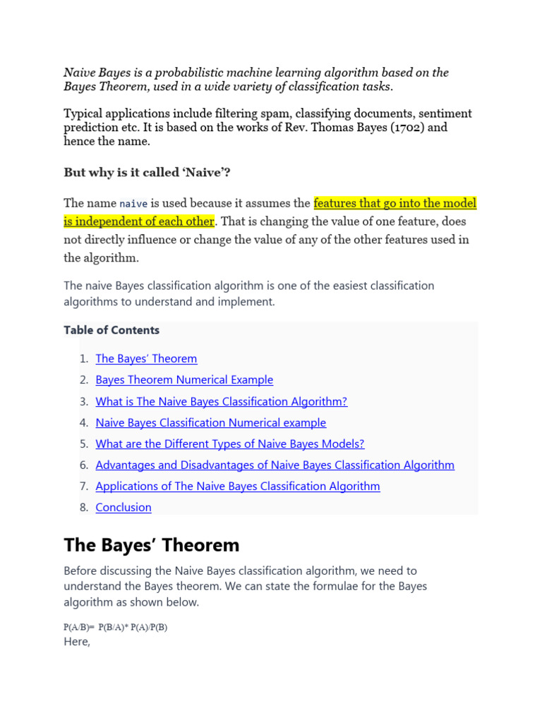 Naive Bayes | PDF | Statistical Classification | Normal Distribution