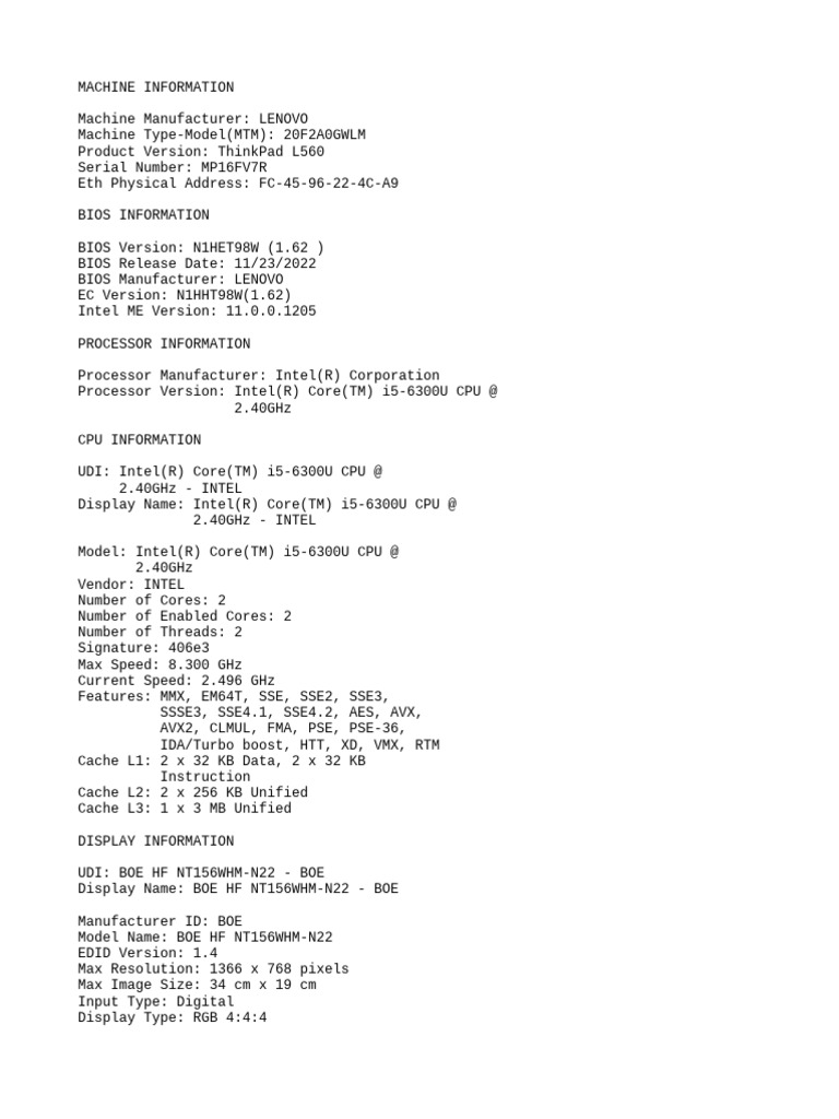 System Information | PDF | Usb | Central Processing Unit