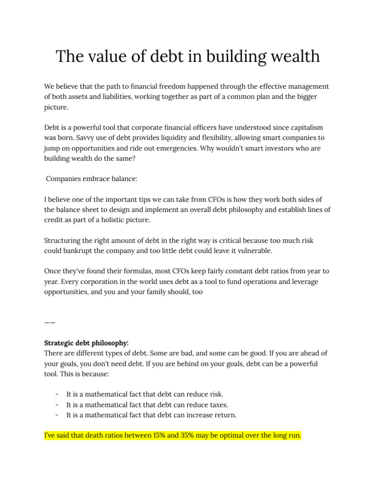 Leveraging Debt for Wealth Building | PDF | Debt | Leverage (Finance)