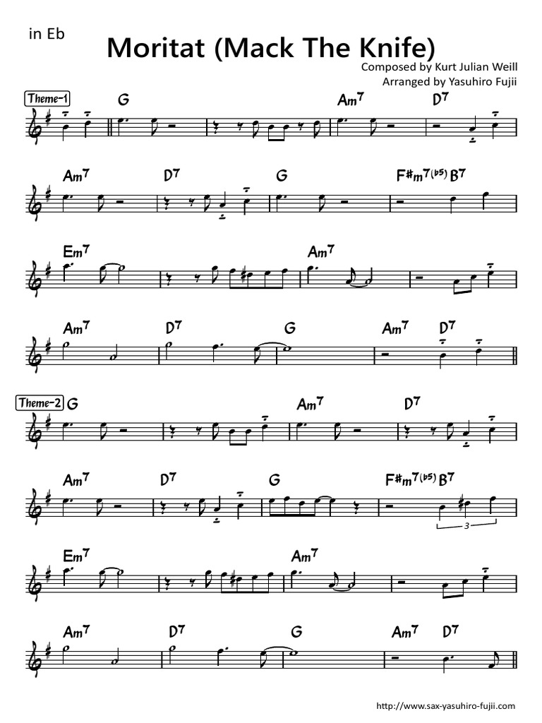 Moritat - Easy Solo Example for Alto Sax | Download Free PDF ...