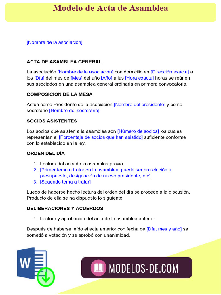 Modelo-de-Acta-de-asamblea | PDF