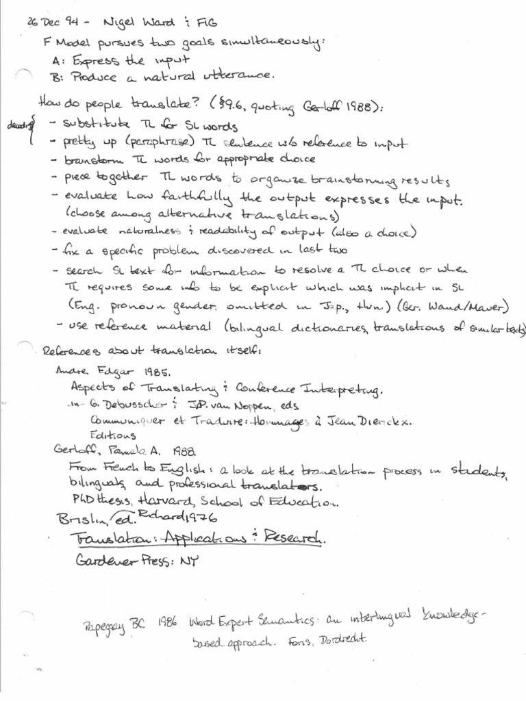 Notes1994-12-26 - Reading Notes For Ward | PDF
