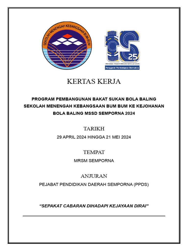 KERTAS KERJA MSSDS (Edited) | PDF