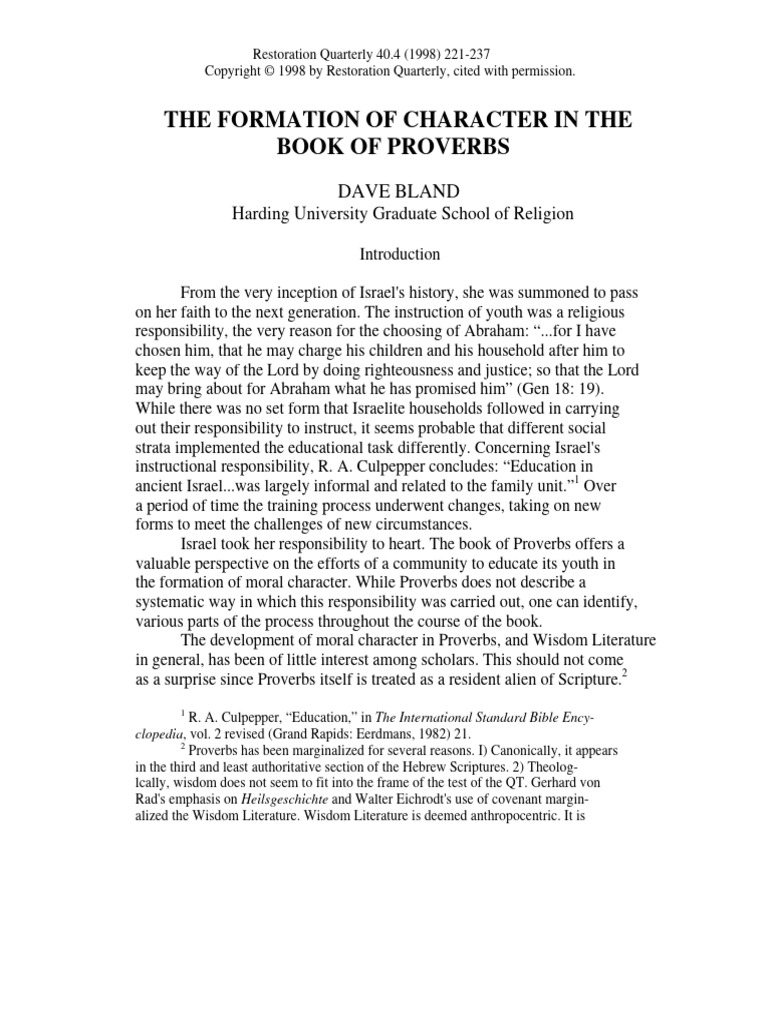 Bland Character RJ | PDF | Book Of Proverbs | Wisdom