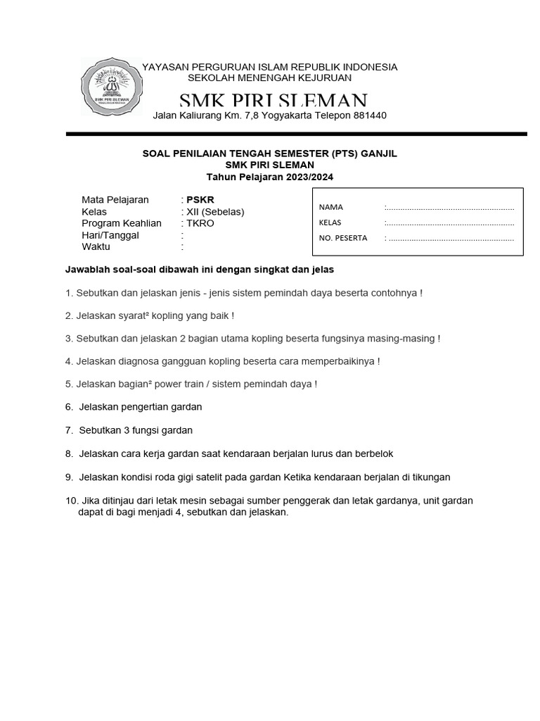 Soal PSKR Xii Pts 2023 | PDF | Komputer