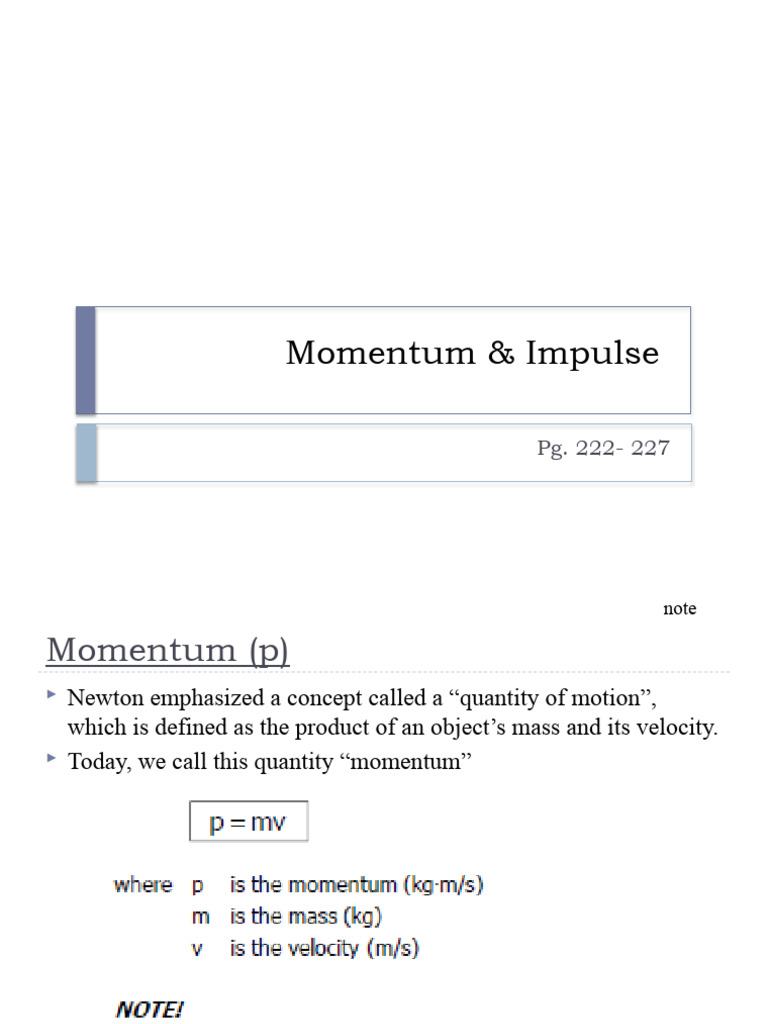 Momentum and Impulse Student Ver | PDF | Momentum | Force