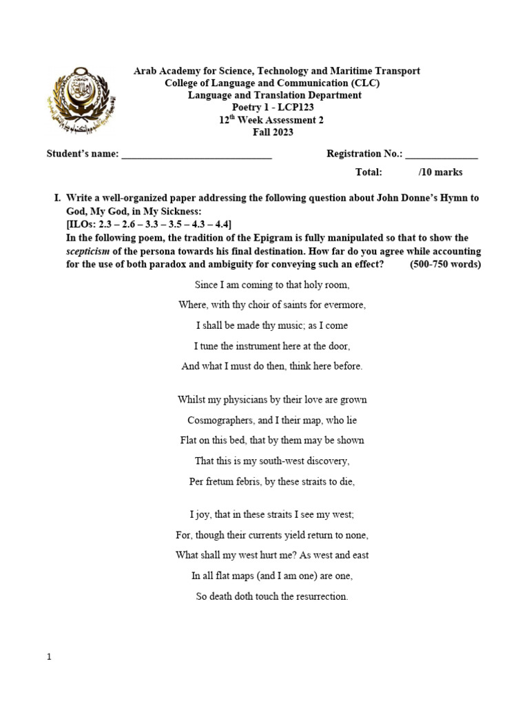 John Donne's Hymn Analysis Essay | PDF | Religious Belief And Doctrine