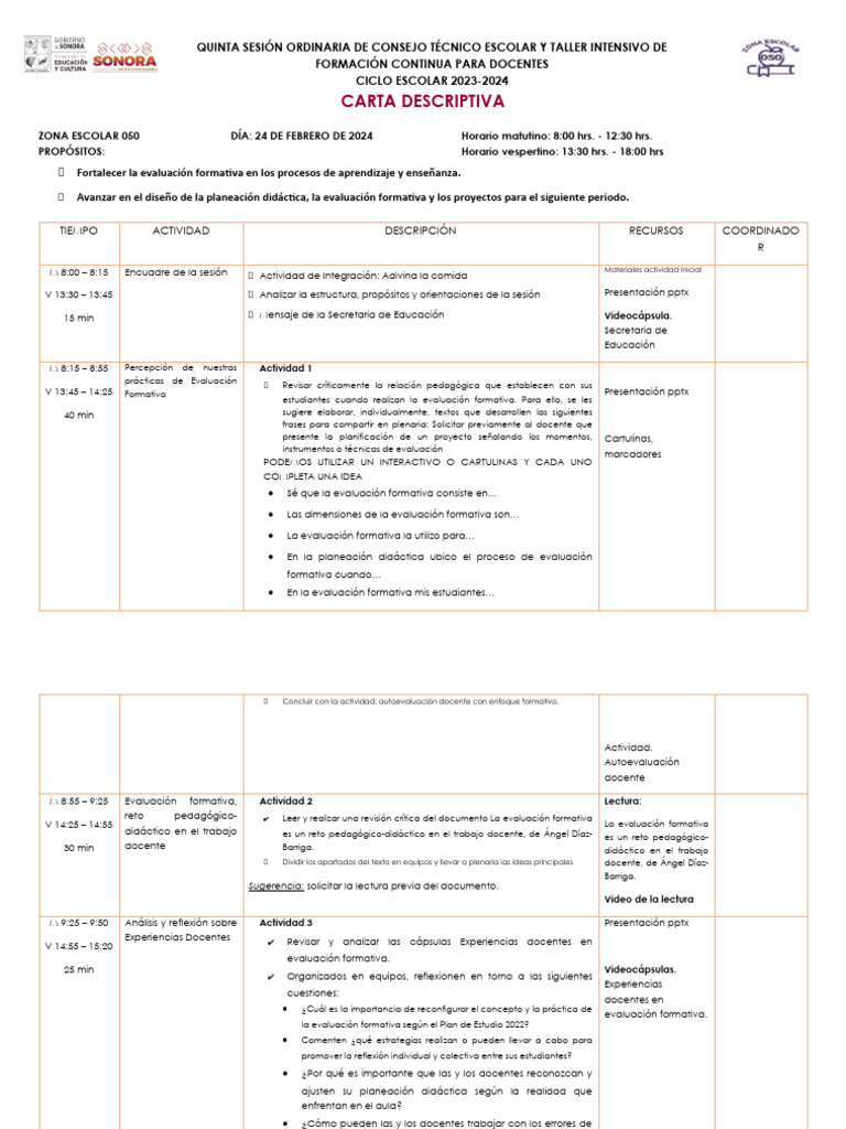 Propuesta-Carta-Descriptiva-Quinta-Sesion-CTE | Descargar gratis PDF ...