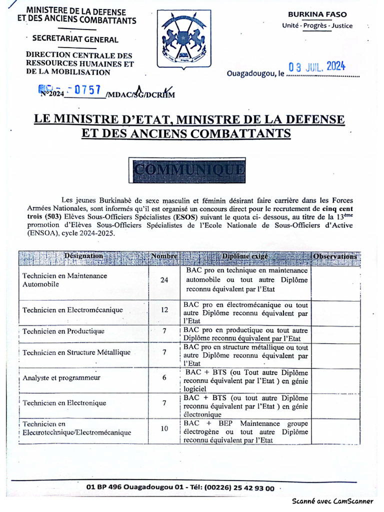 Recrutement 2024 (ESOS) | PDF