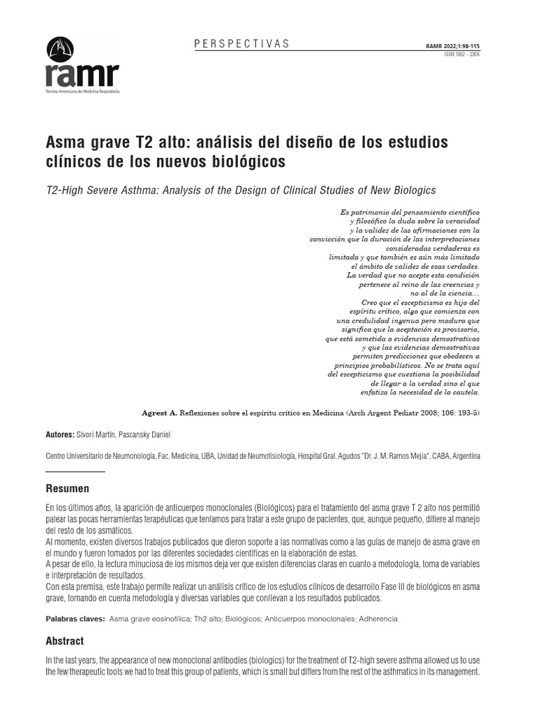 Perspectivas Asma Grave t2 Alto Analisis Del Disemo de Los Estudios Clinicos de Los Nuevos ...