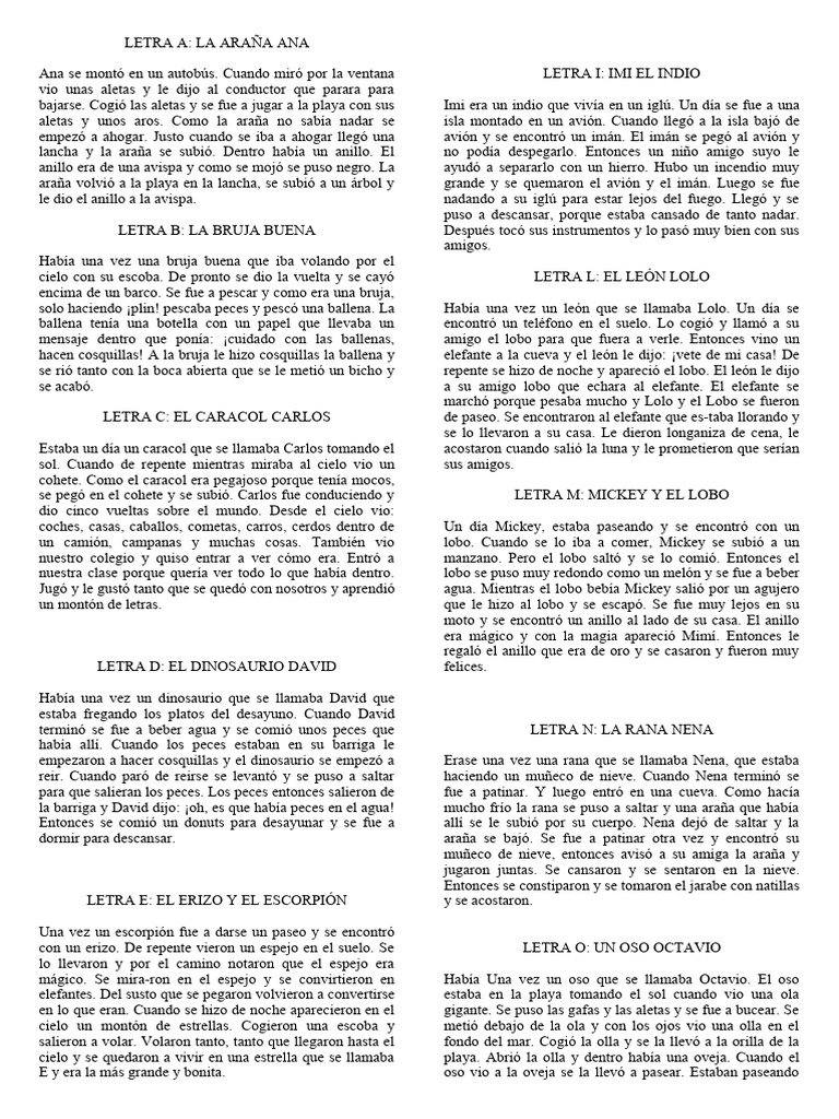 Recortes de Los Cuentos Con Las Letras. | PDF