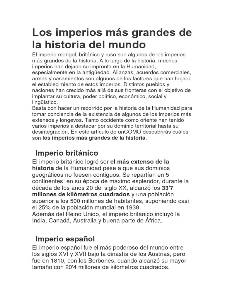 Los Imperios Más Grandes de la Historia | PDF | Política