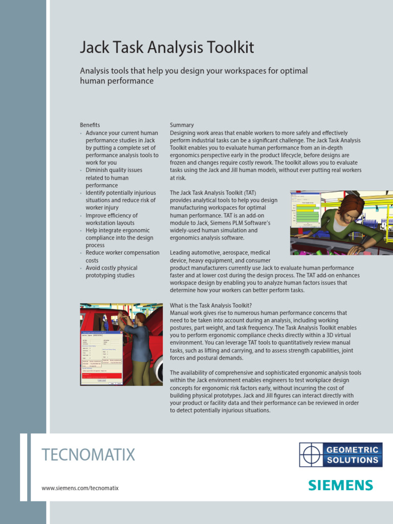 GEOPLM Siemens PLM Tecnomatix Jack Task Analysis Toolkit | PDF | Human ...