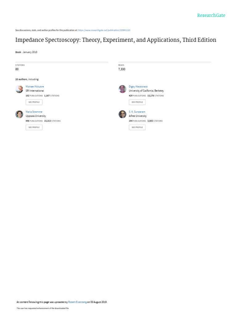 Impedance Spectroscopy: Theory, Experiment, and Applications, Third Edition | PDF | Muscle ...