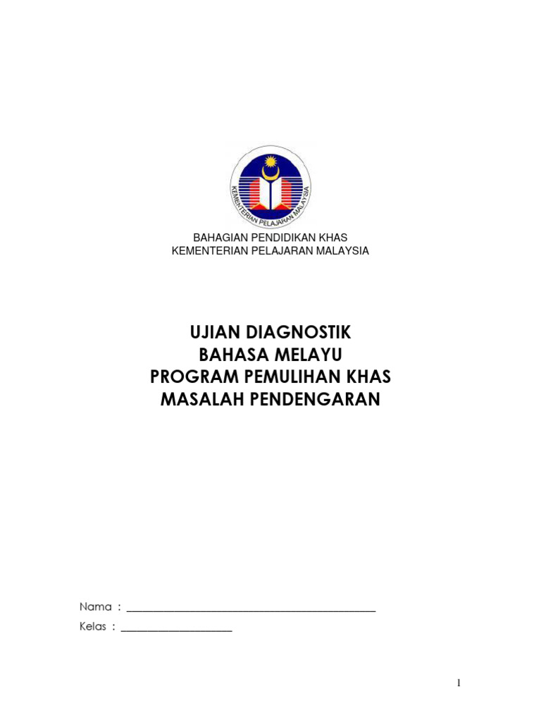 02 Ujian Diagnostik Bahasa Melayu Masalah Pendengaran | PDF | Metode ...