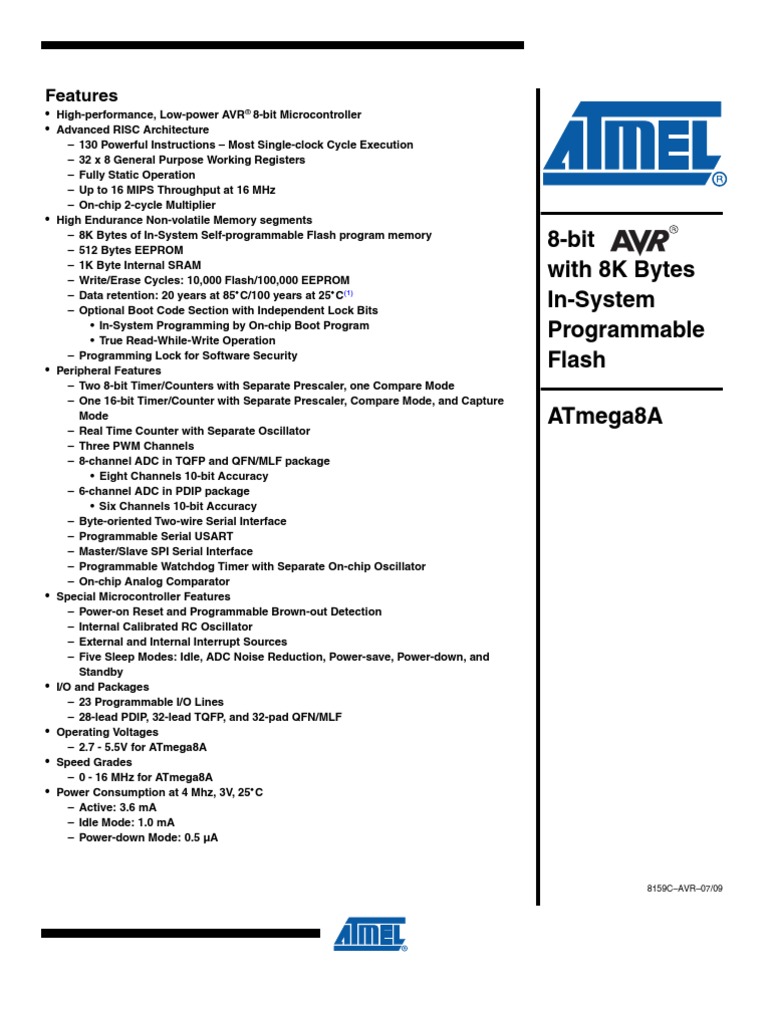 ATMega8 Datasheet | PDF