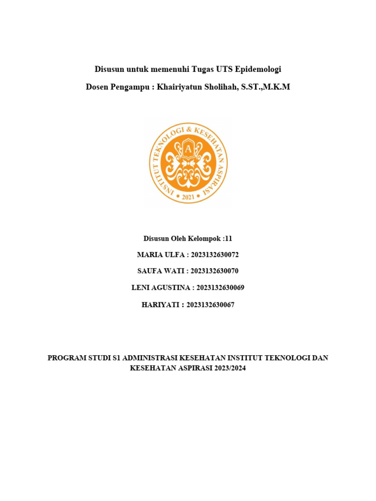 Tugas UTS Epidemologi | PDF