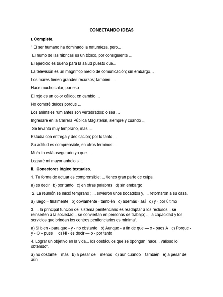 Conectores Lógicos Práctica | PDF