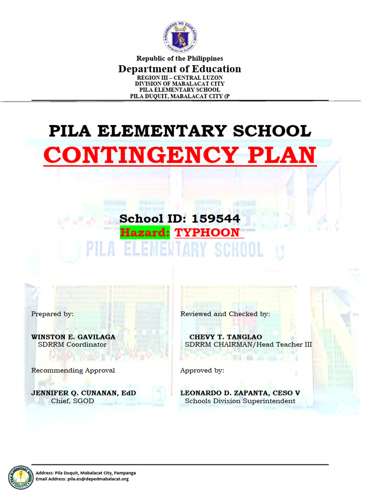 PILA ES Contingency Plan Typhoon 2022 23 | PDF | Emergency Management ...