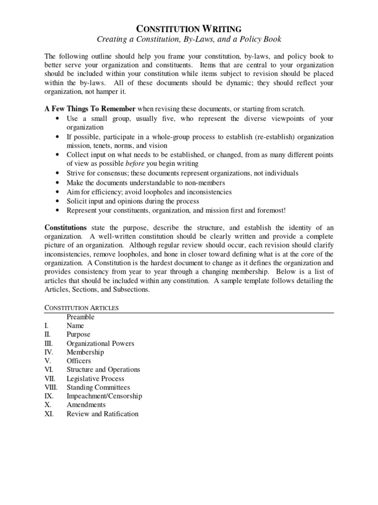 Crafting A Constitution and By-Laws Guide | PDF | Committee | Ratification