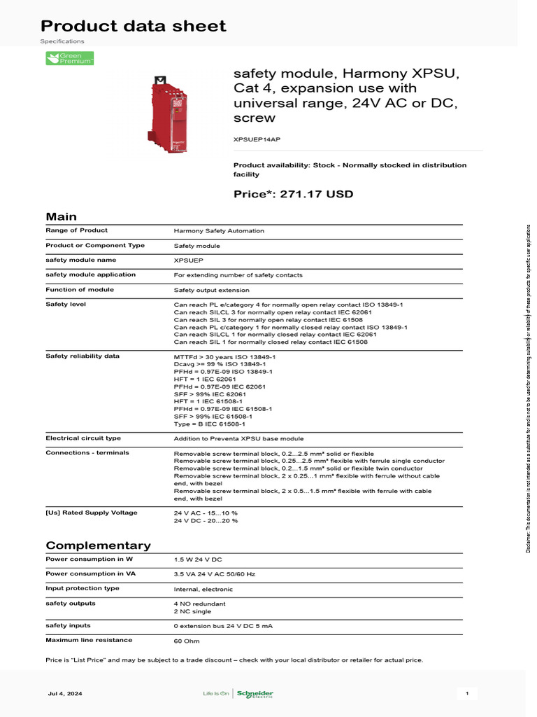 Harmony XPSU Safety Module Overview | PDF | Relay | Switch