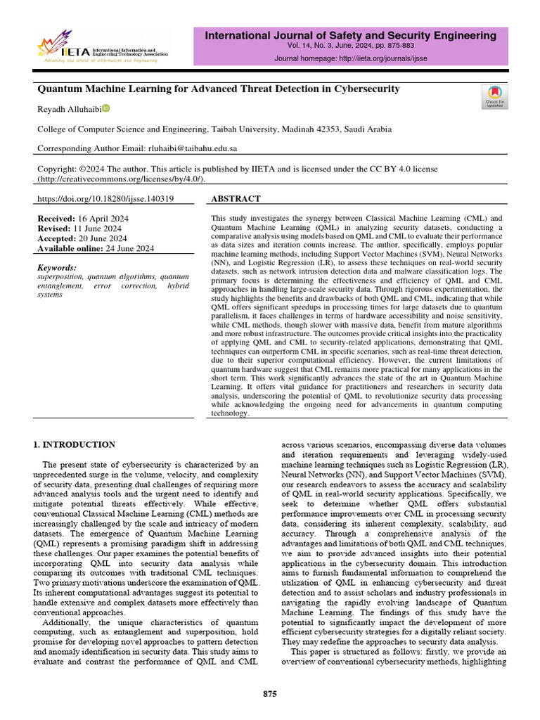 (Imp) Quantum ML For Adv Threat Detection Ijsse - 14.03 - 19 | PDF | Machine Learning | Quantum ...