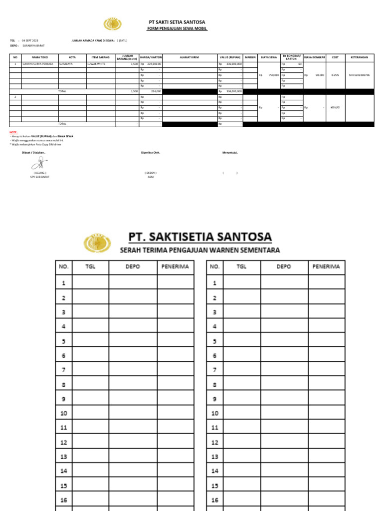 Form Pengajuan Sewa Armada. Rev.3 | PDF