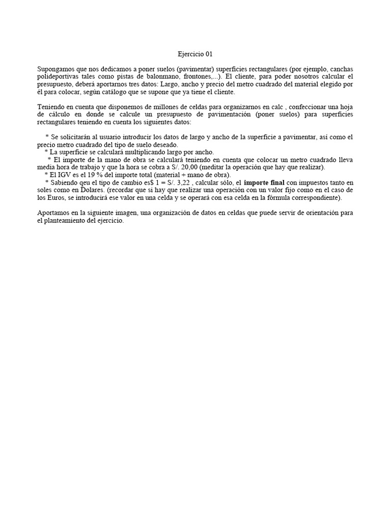 Ejercicios Calc - 2da Sesion | PDF | Métodos y materiales de enseñanza | Informática