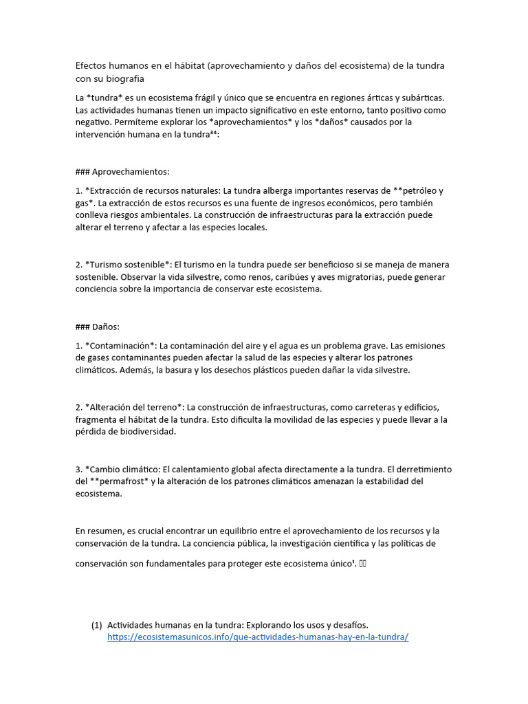 Impacto humano en la tundra y su conservación | PDF | Cuestiones ...