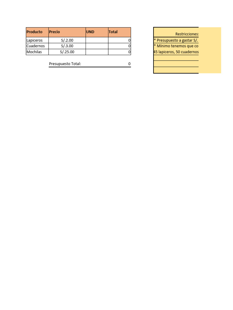 Ejercicio Solver | PDF