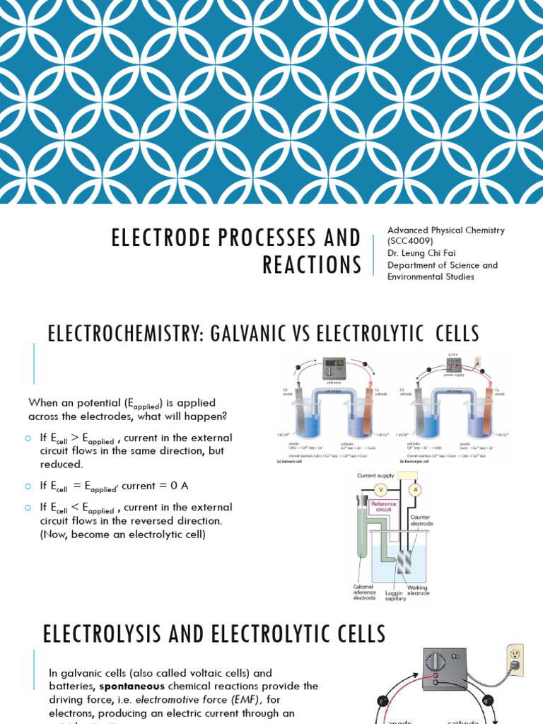 Electrolytic Cells Electrode Processes and Reactions v2 2023-24s2 ...
