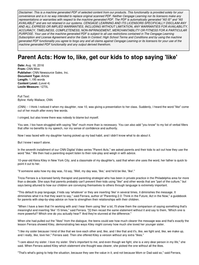 Parent Acts How To Like Get Ou | PDF