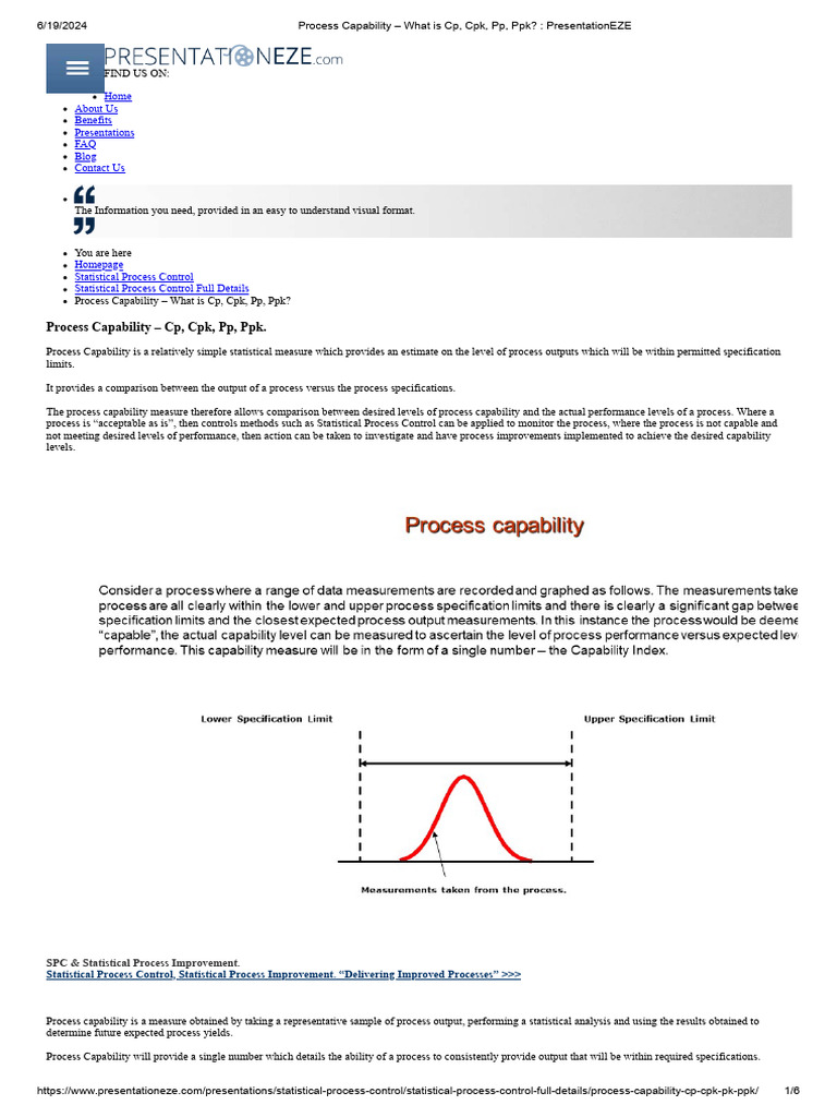 240619_Process Capability – What is Cp, Cpk, Pp, Ppk_ _ PresentationEZE | PDF | Standard ...
