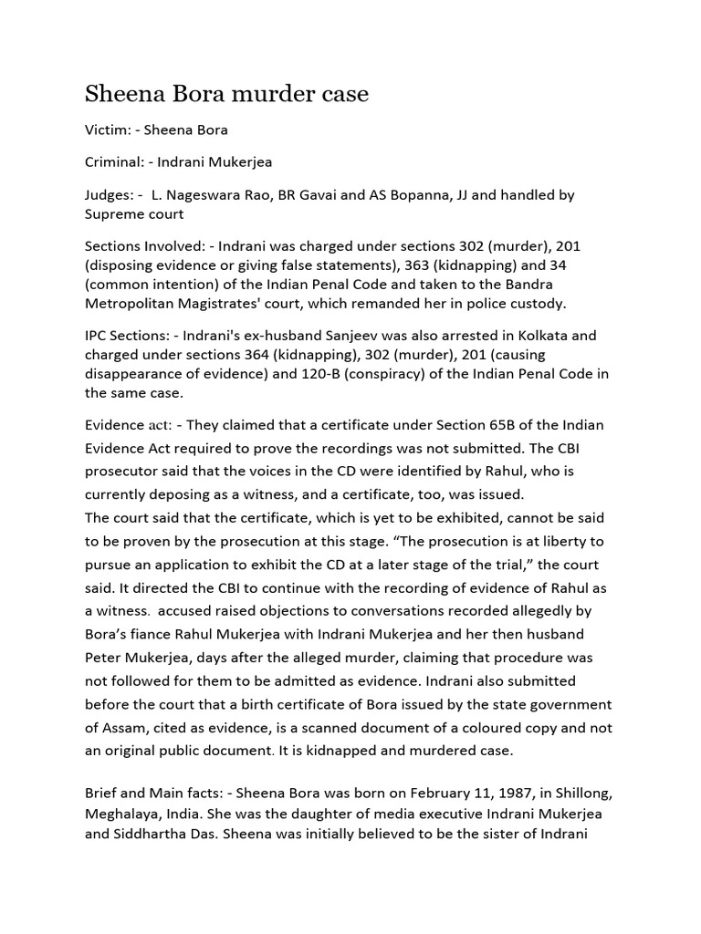 Sheena Bora Murder Case | Download Free PDF | Public Law | Criminal Justice