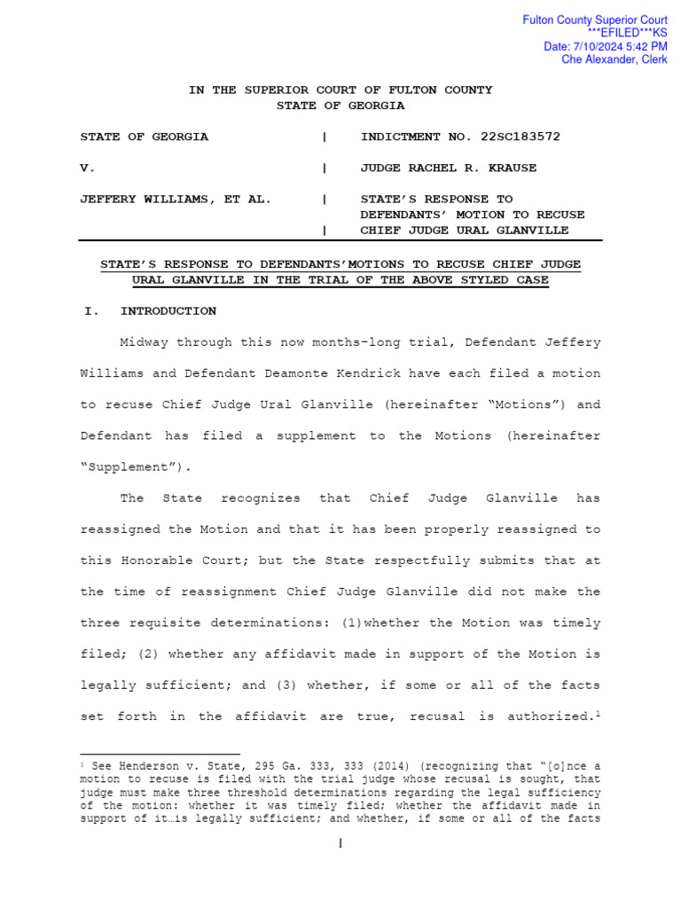 State Response To Recuse Motions | PDF | Judicial Disqualification ...