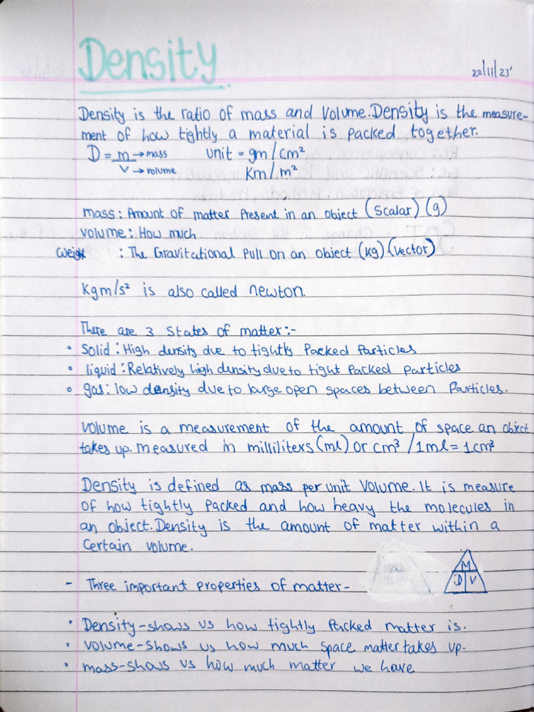Density and Pressure Notes | PDF | Buoyancy | Pressure