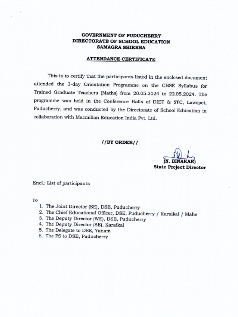 STC-TGT Maths-Training-Attendance Certificate | PDF