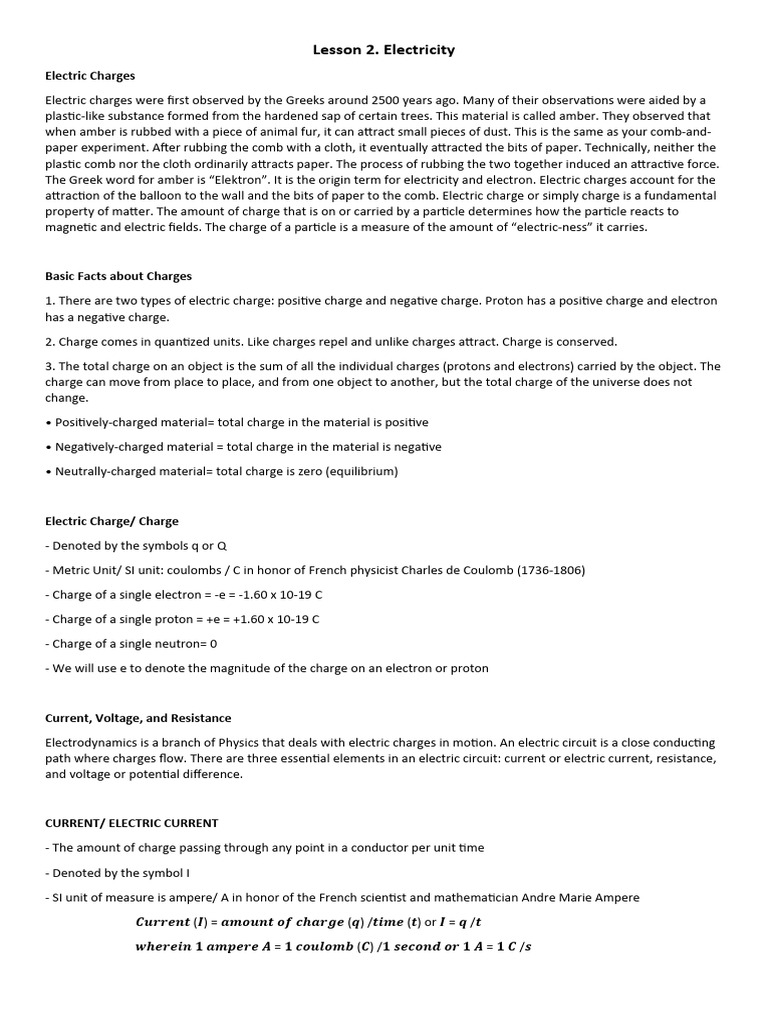 Lesson 23 Electronics | PDF | Electric Current | Electrical Resistance And Conductance