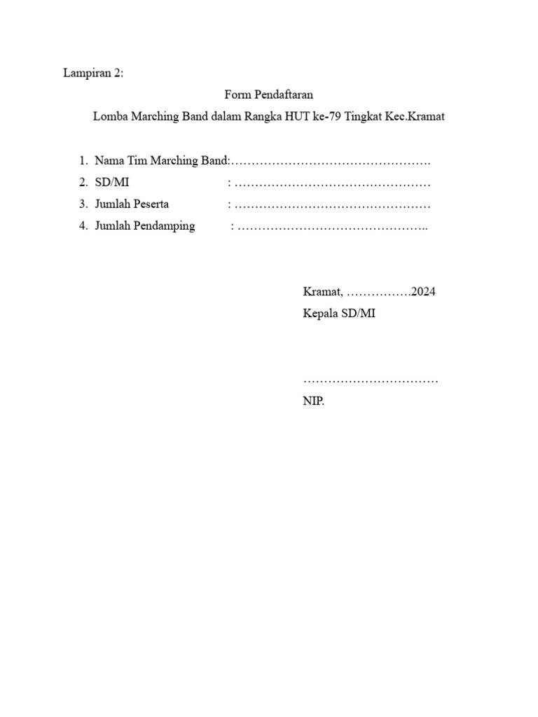 Form Pendaftaran Marching Band | PDF | Olahraga & Rekreasi