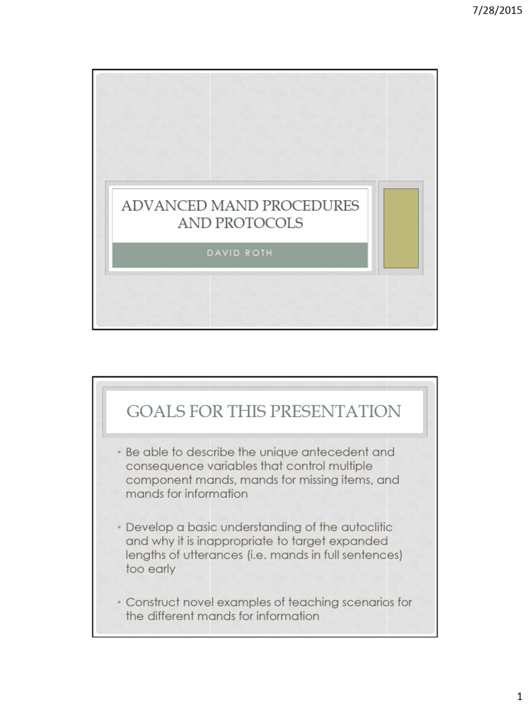 Advanced Mand Procedures and Protocols | PDF | Reinforcement | Psychological Theories