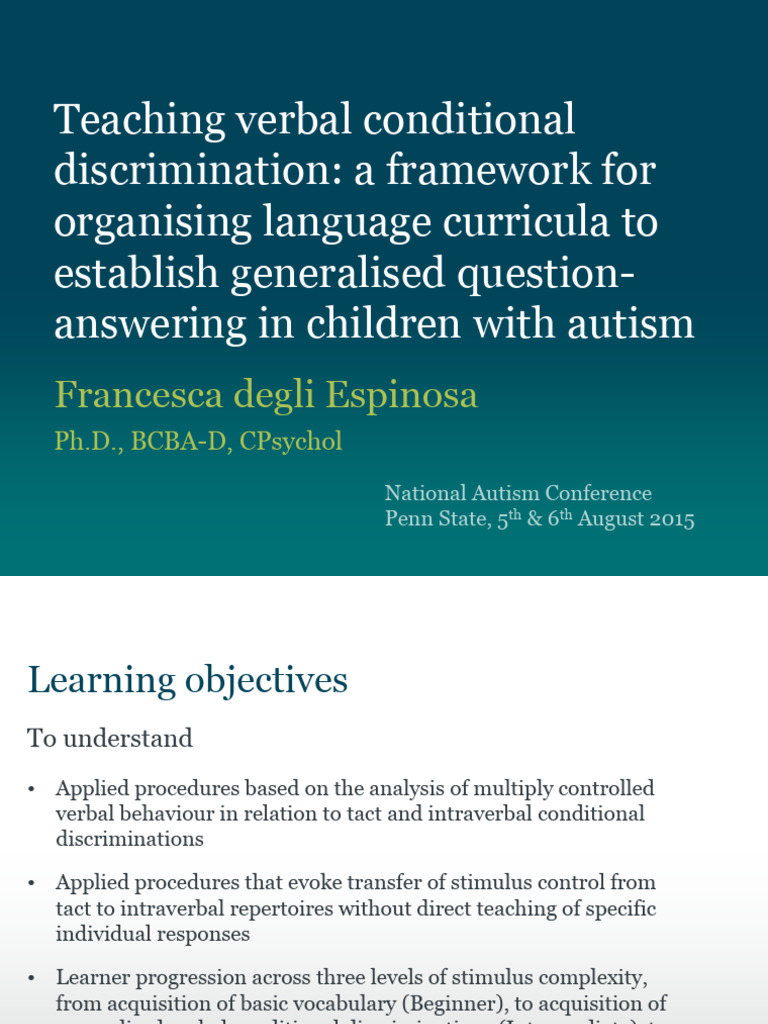 Francesca-Teaching Conditional Discrimination | PDF | Adjective ...