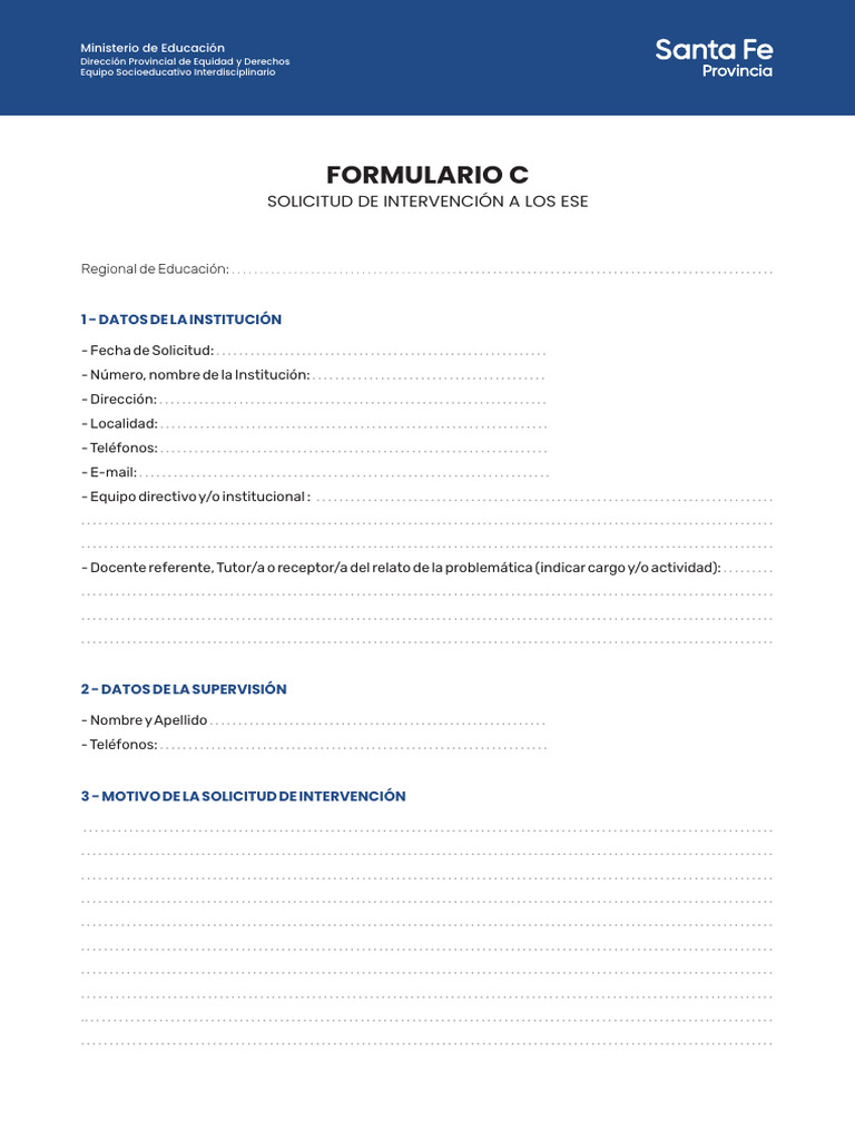 FORMULARIO C - SOLICITUD DE INTERVENCIÓN A LOS ESE | PDF