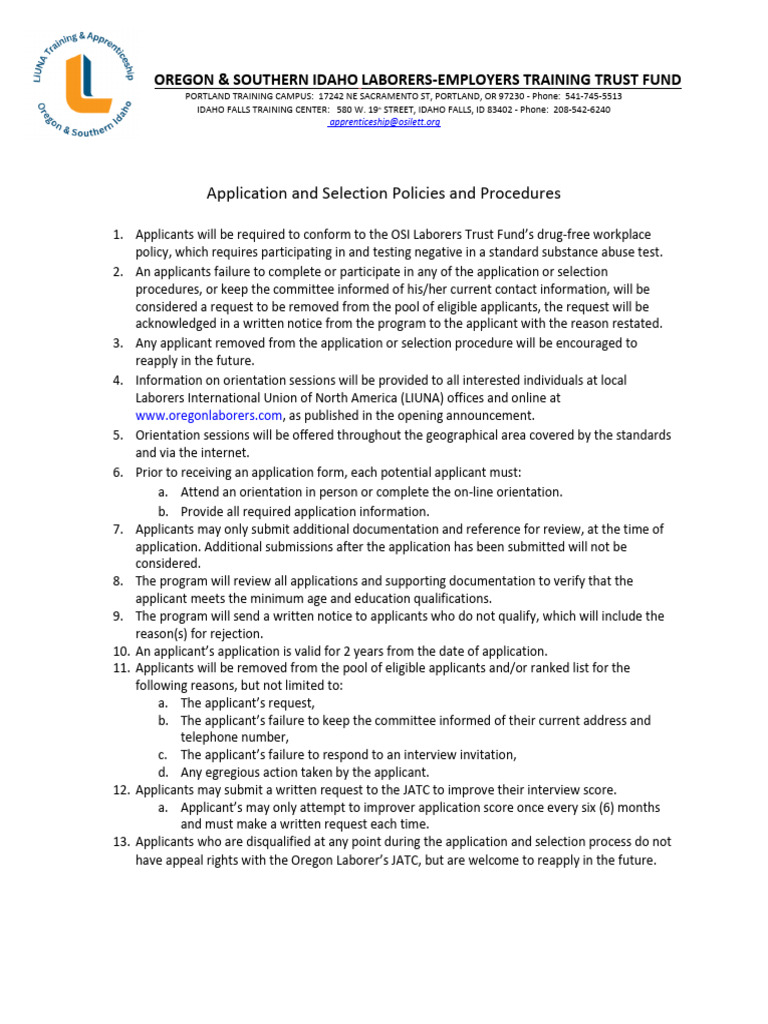 2024 Application & Selection Policies and Procedure | PDF
