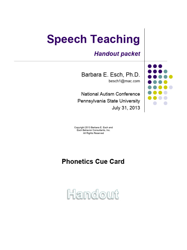 Speech Teaching - Handout | PDF | Phoneme | Phonetics